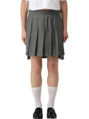 Thom Browne Pleated Skirt With Tricolor Detail - Grey