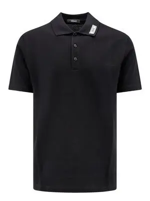 VERSACE Cotton Shirt Polo With Logoed Label