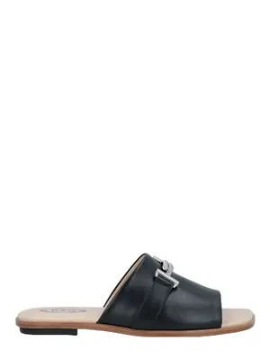 TOD'S Leather Slides - Black