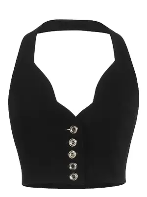 Pinko Crepe Crop Top Black