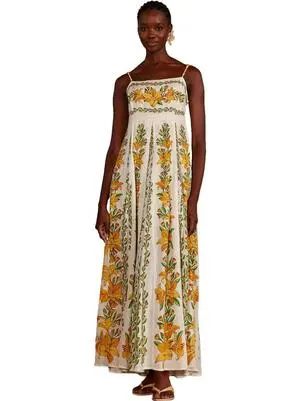 Farm Rio Tropical Lightness Sleeveless Maxi Dress - Tropical Lightness Off-white
