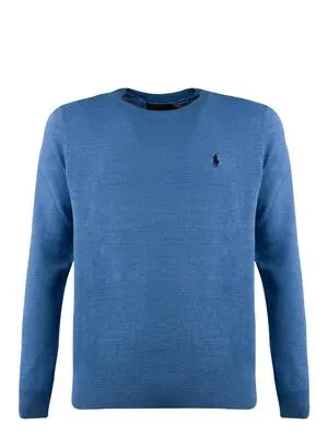 Ralph Lauren Cotton-linen Blend Crew Neck Sweater - Blue