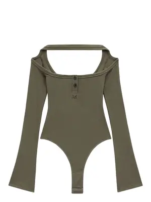 COURREGES Cut-out Ribbed Bodysuit - Green