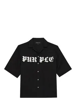 PURPLE BRAND Gothic Wordmark Cotton Shirt - Black