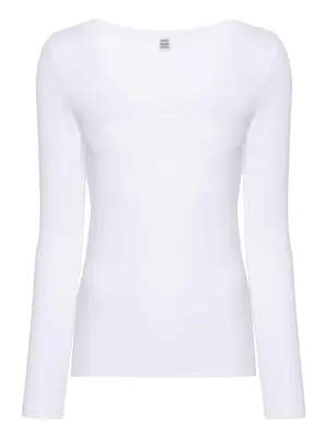 TOTEME Scoop-neck Fine-ribbed T-shirt - White