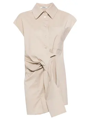 Goen.j Knot-detail Shirt Dress - Neutrals