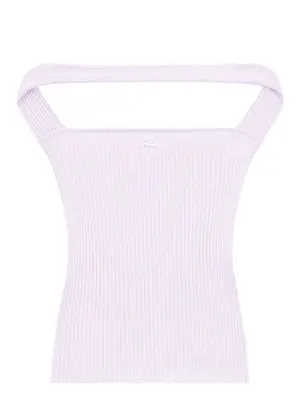 COURREGES Cut-out Ribbed Knit Top - Pink