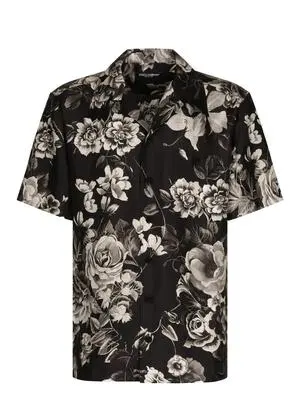 Dolce & Gabbana Floral-print Silk Shirt - Black