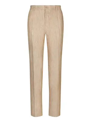 Dolce & Gabbana Tapered Linen Trousers - Brown
