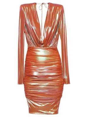 Alexandre Vauthier Draped-detail Midi Dress - Orange