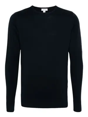 Sunspel Fine-knit Merino Jumper - Blue