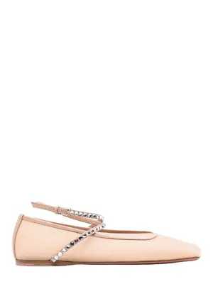 Amina Muaddi Ane Mesh Ballerina Shoes - Neutrals