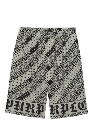 PURPLE BRAND Flag Bandana Bermuda Shorts - Grey