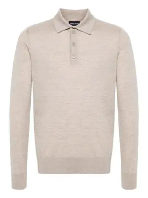 Giorgio Armani Long-sleeve Wool Polo Shirt - Neutrals