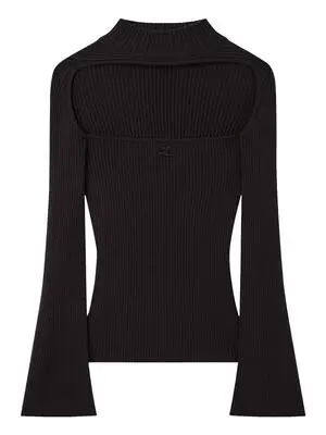 COURREGES Cut-out Ribbed Jumper - Brown