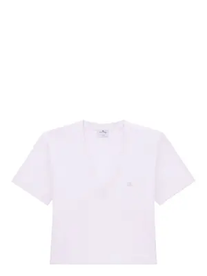 COURREGES Logo-appliqué Cropped T-shirt - Pink