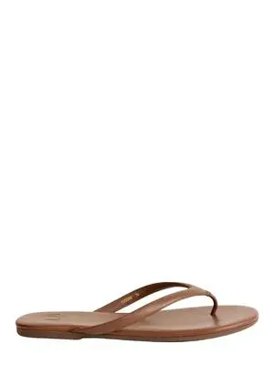 12 STOREEZ Leather Flip Flops - Brown