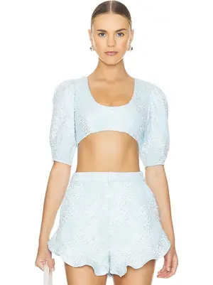 CAMILA COELHO Kahlo Crop Top - Light Blue