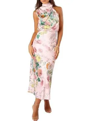 Petal & Pup Anabelle Floral Satin Cocktail Dress - Pink Floral |  Editorialist