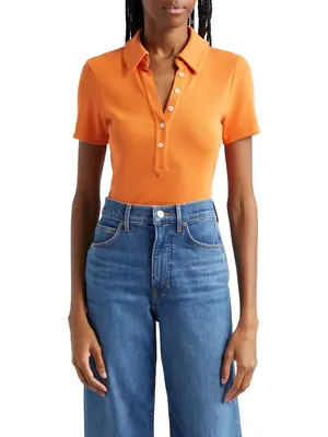 Veronica Beard Kearney Stretch Cotton Polo Orange