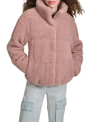 LEVI'S Quilted Faux Fur Teddy Jacket Mauve