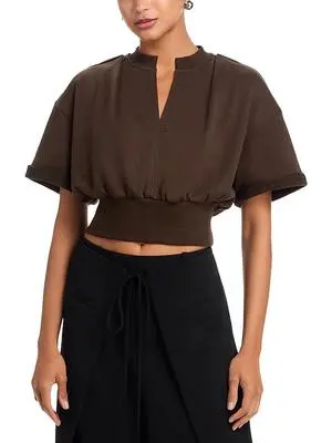 3.1 Phillip Lim Short Sleeve Cropped Sweatshirt - Dark Chocolate