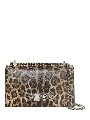 Alexander McQueen Embellished Leather Shoulder Bag Leopard