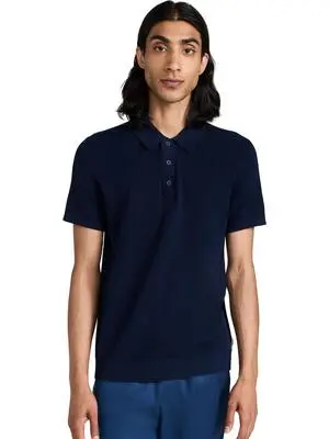 Onia Cotton Textured Knit Polo - Deep Navy