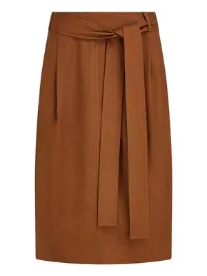 FERRAGAMO Midi Skirt In Pure Virgin Wool - Brown