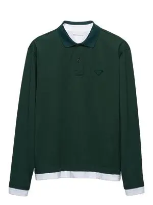 Prada Long-sleeved Cotton Polo Shirt - Fir Green