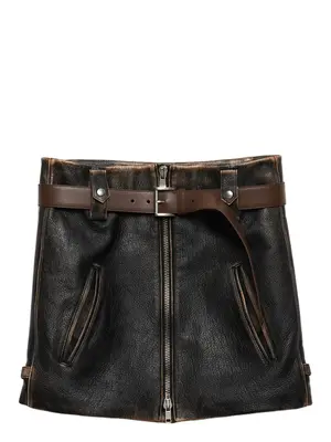 Prada Leather Miniskirt - Black