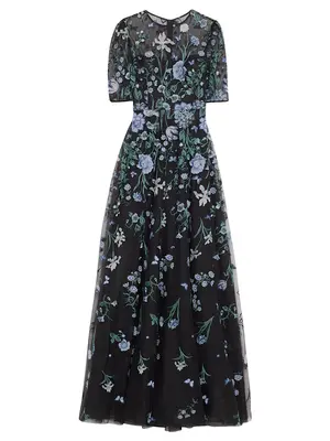 Rickie Freeman For Teri Jon Embroidered Tulle Gown - Black Mult