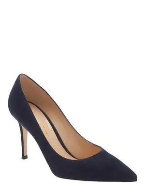 GIANVITO ROSSI Pointed Toe Pumps - Denim Suede