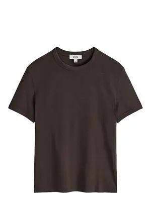 Cos Slim Ribbed Cotton T-shirt - Brown