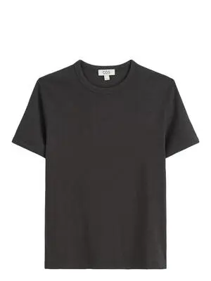 Cos Slim Ribbed Cotton T-shirt Brown