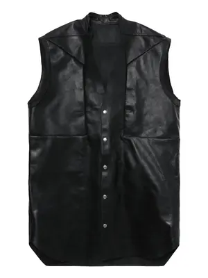 Rick Owens V-neck Leather Vest - Black