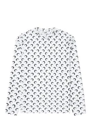 MARINE SERRE Moon-print Long-sleeve T-shirt - White