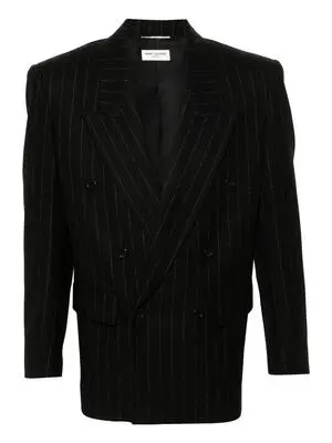 Saint Laurent Double-breasted Wool Blazer - Black