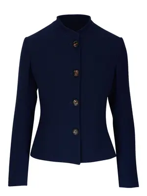 Kiton Wool Button-down Fitted Jacket - Blue