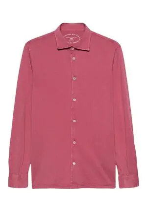 Fedeli Plain Organic-cotton Shirt - Pink