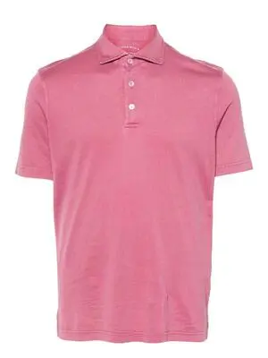 Fedeli Short-sleeve Cotton Polo Shirt - Pink