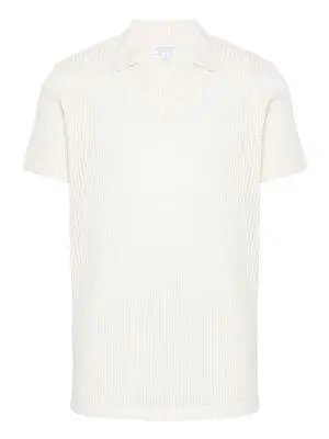 Sunspel Linear Mesh Design Polo Shirt - Neutrals