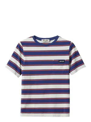 Miu Miu Striped Cotton T-shirt - Blue