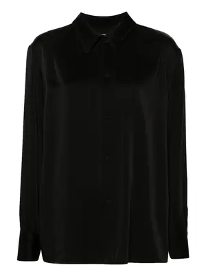 JIL SANDER Pointed-collar Satin Shirt - Black
