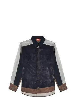 DIESEL® Logo-print Zip-up Shirt - Black