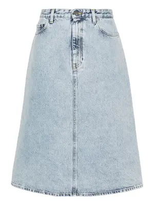 TOTEME Organic Cotton Denim Midi Skirt - Blue