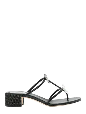 Rene Caovilla Caterina 40mm Leather Sandals - Black
