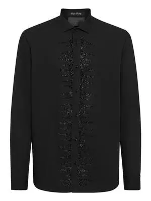Philipp Plein Rhinestone-embellished Cotton Shirt - Black