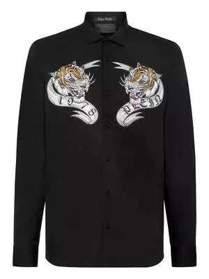 PHILIPP PLEIN Tiger-print Embellished Shirt