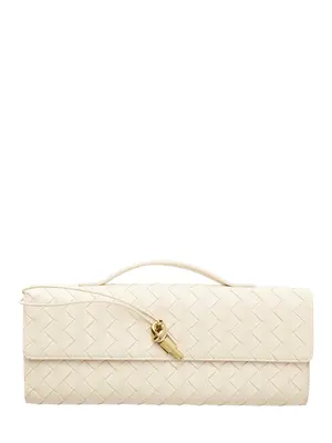 Bottega Veneta Long Andiamo Intrecciato Clutch - Cream